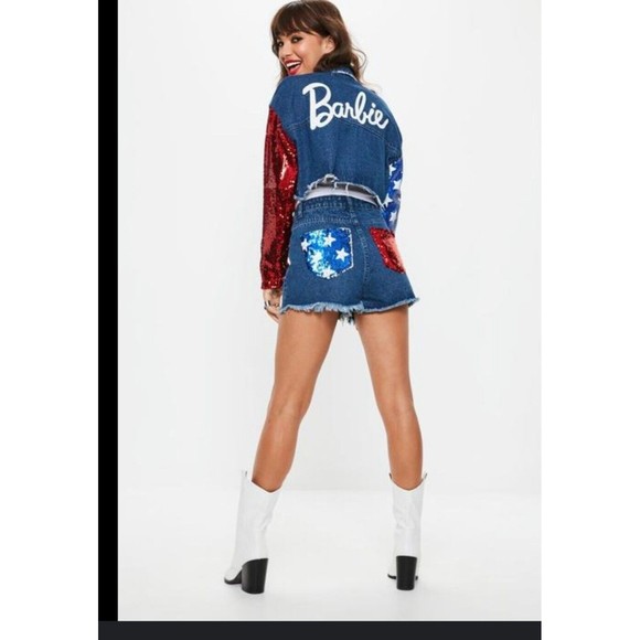 Missguided | Jackets & Coats | Missguided Womens 8 Blue Red Denim ...